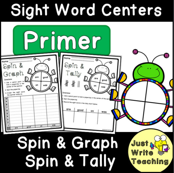 Primer Sight Words – Spin, Graph, and Tally - Made By Teachers