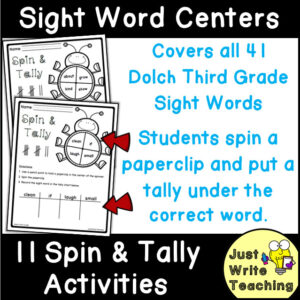Third Grade Sight Words - Spin, Graph, and Tally | Made By Teachers