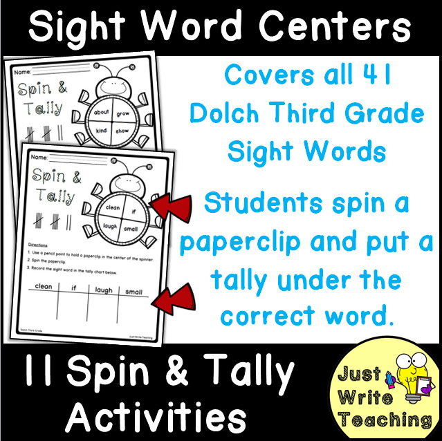 Third Grade Sight Words - Spin, Graph, and Tally | Made By Teachers