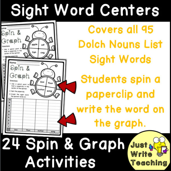 Dolch Nouns Sight Words - Spin, Graph, and Tally | Made By Teachers