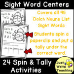 Dolch Nouns Sight Words - Spin, Graph, and Tally | Made By Teachers