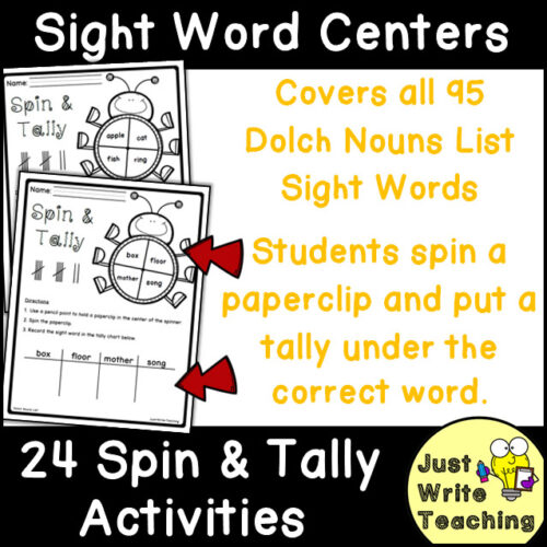 Dolch Nouns Sight Words - Spin, Graph, and Tally | Made By Teachers