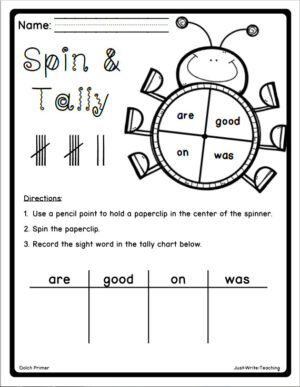 Dolch Sight Word - Spin, Graph, and Tally BUNDLE - Made By Teachers