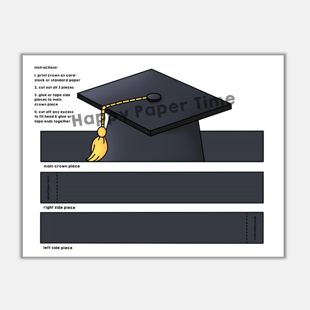Graduation Hat Paper Headband Printable Craft | Made By Teachers