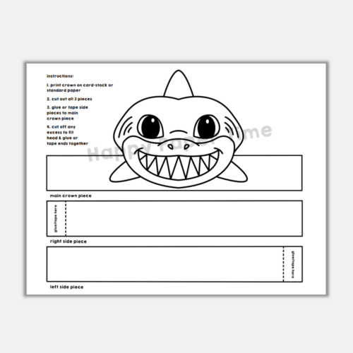 Shark Paper Crown Headband Coloring Craft | Made By Teachers
