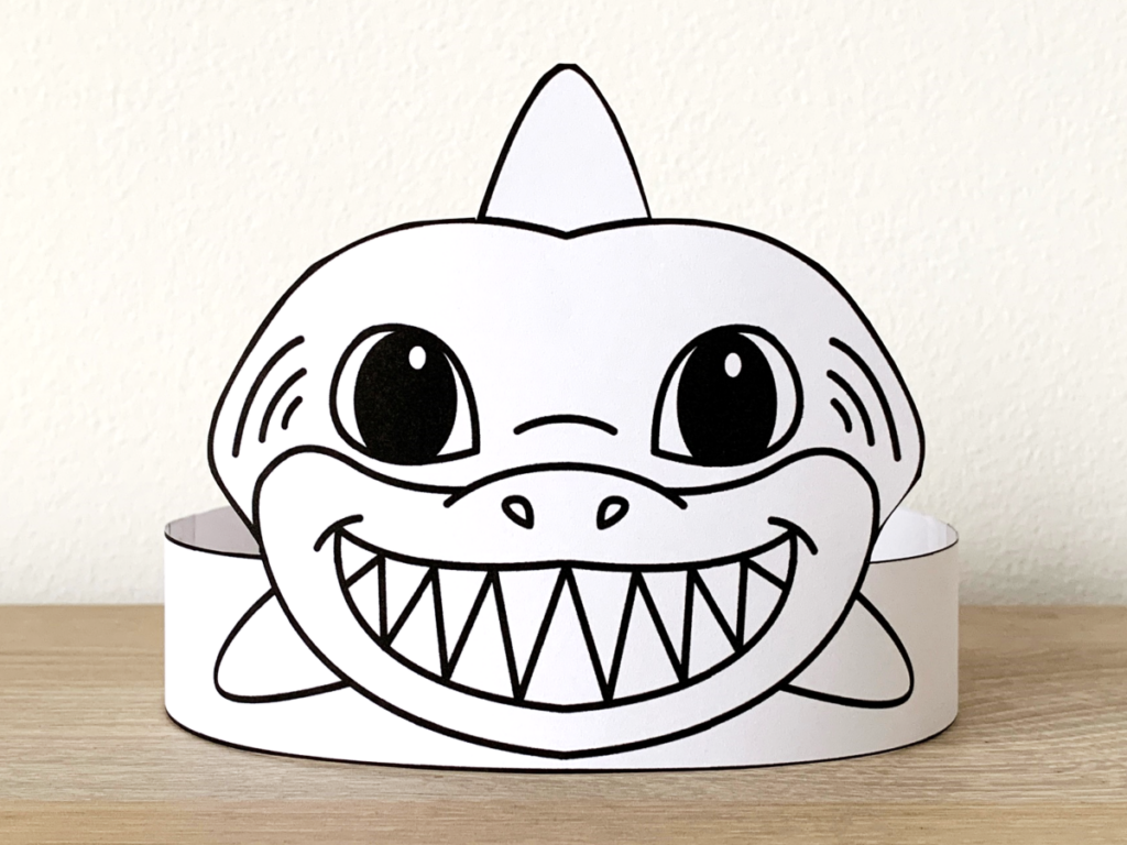 Shark Paper Crown Headband Coloring Craft | Made By Teachers