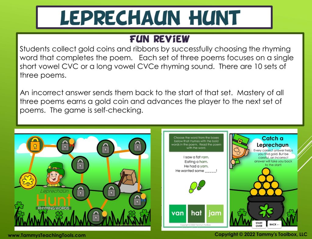 St. Patrick's Day Rhyming Decodable Poems Game - Made By Teachers