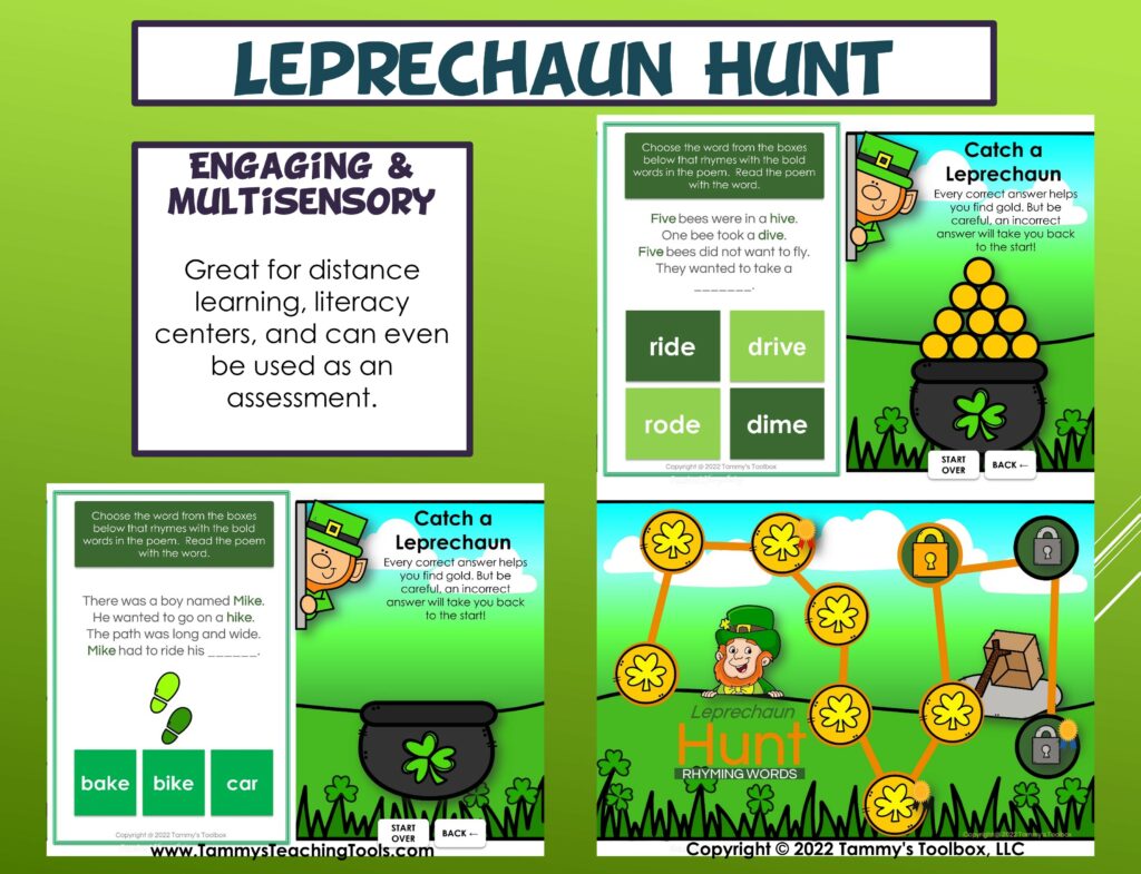 St. Patrick's Day Rhyming Decodable Poems Game - Made By Teachers