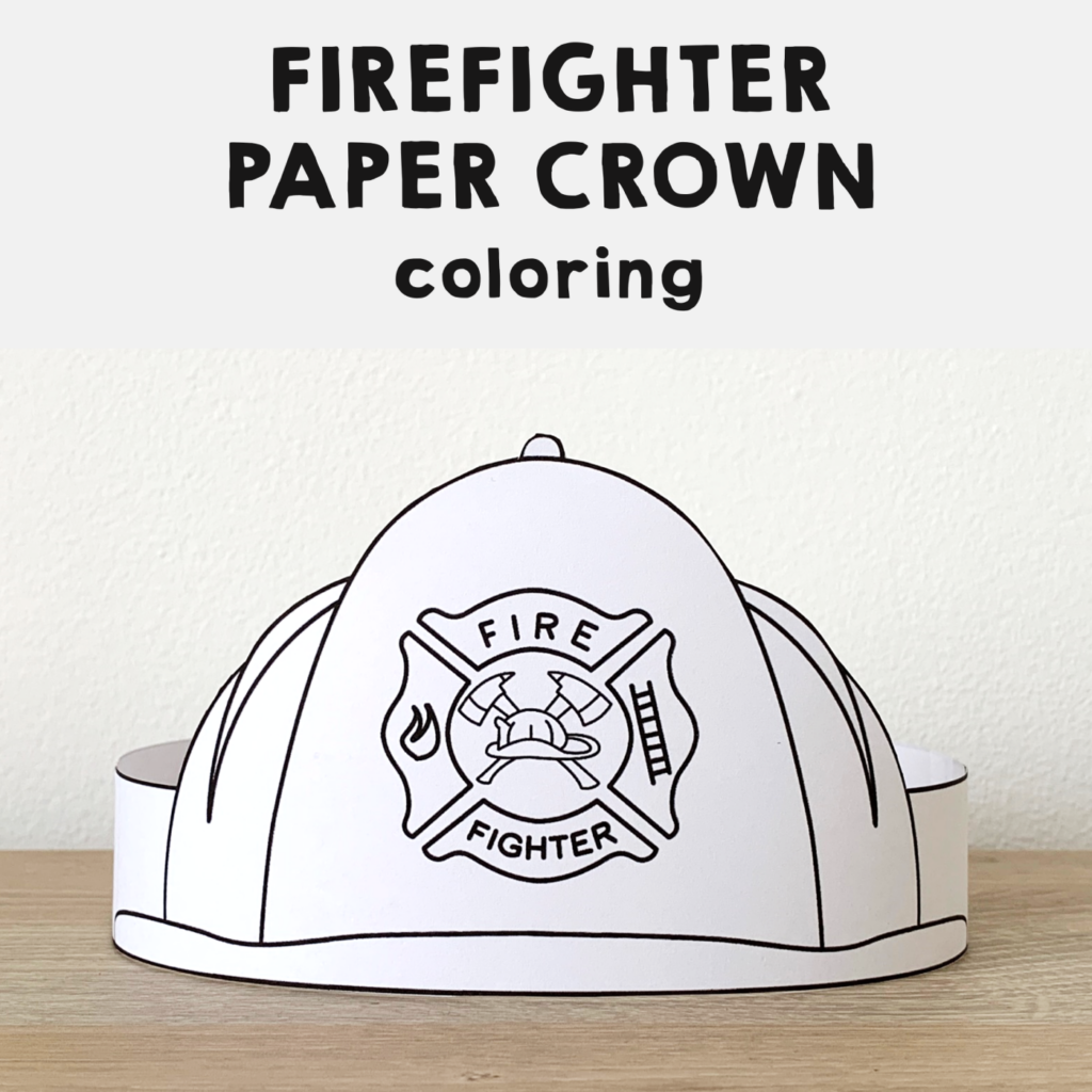 Firefighter Helmet Paper Crown Printable Coloring | Made By Teachers