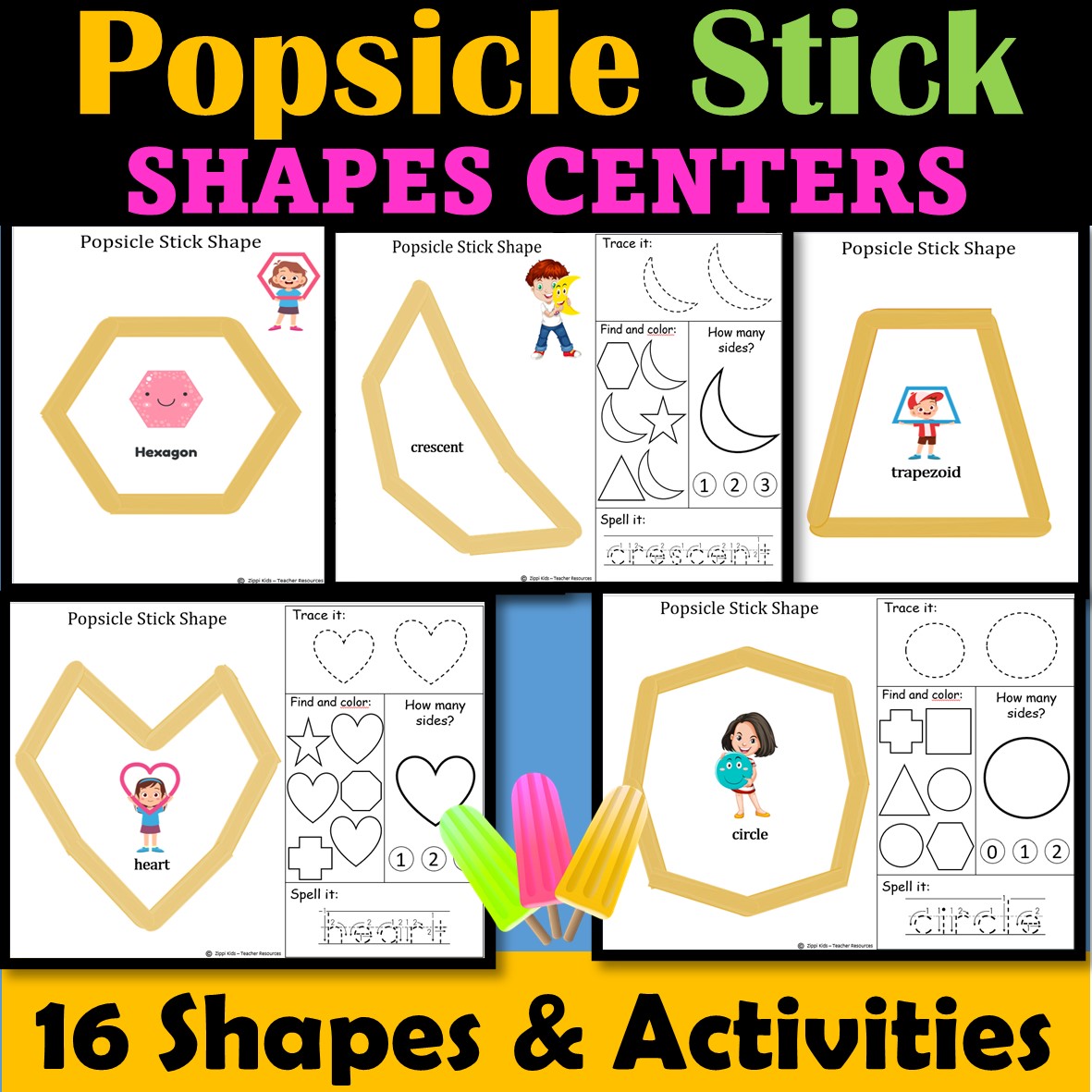 Popsicle Sticks 2D Shape Activities | Math Centers | Made By Teachers