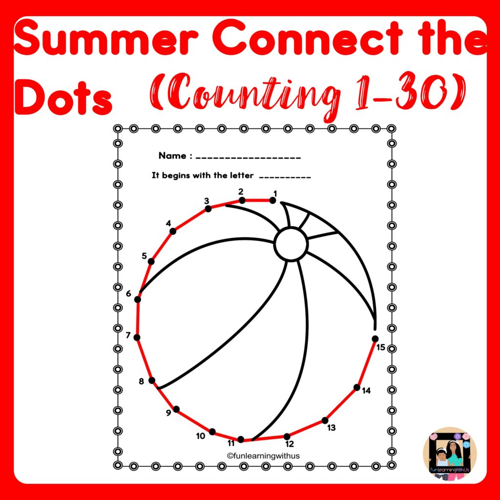 Summer Dot to Dot Counting to 30 - Made By Teachers