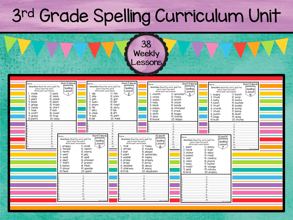 3rd Grade Spelling Curriculum 38 Weekly Lessons Made By Teachers 3rd Grade Spelling Curriculum 38 Weekly Lessons Made By Teachers