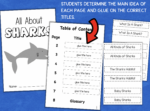 SHARKS Nonfiction Reading Comprehension Main Idea - Made By Teachers
