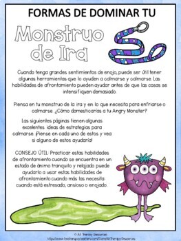 SPANISH VERSION - Anger Monster Lesson & Craft - Made By Teachers