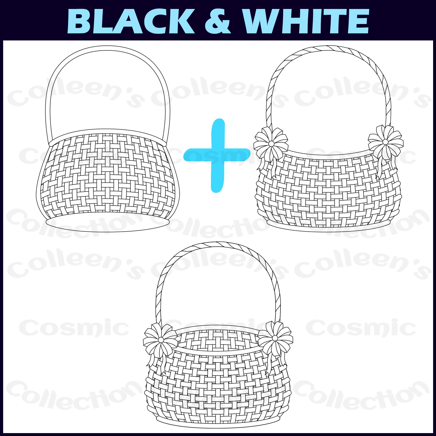 Baskets with Ribbons Clipart Containers - Made By Teachers