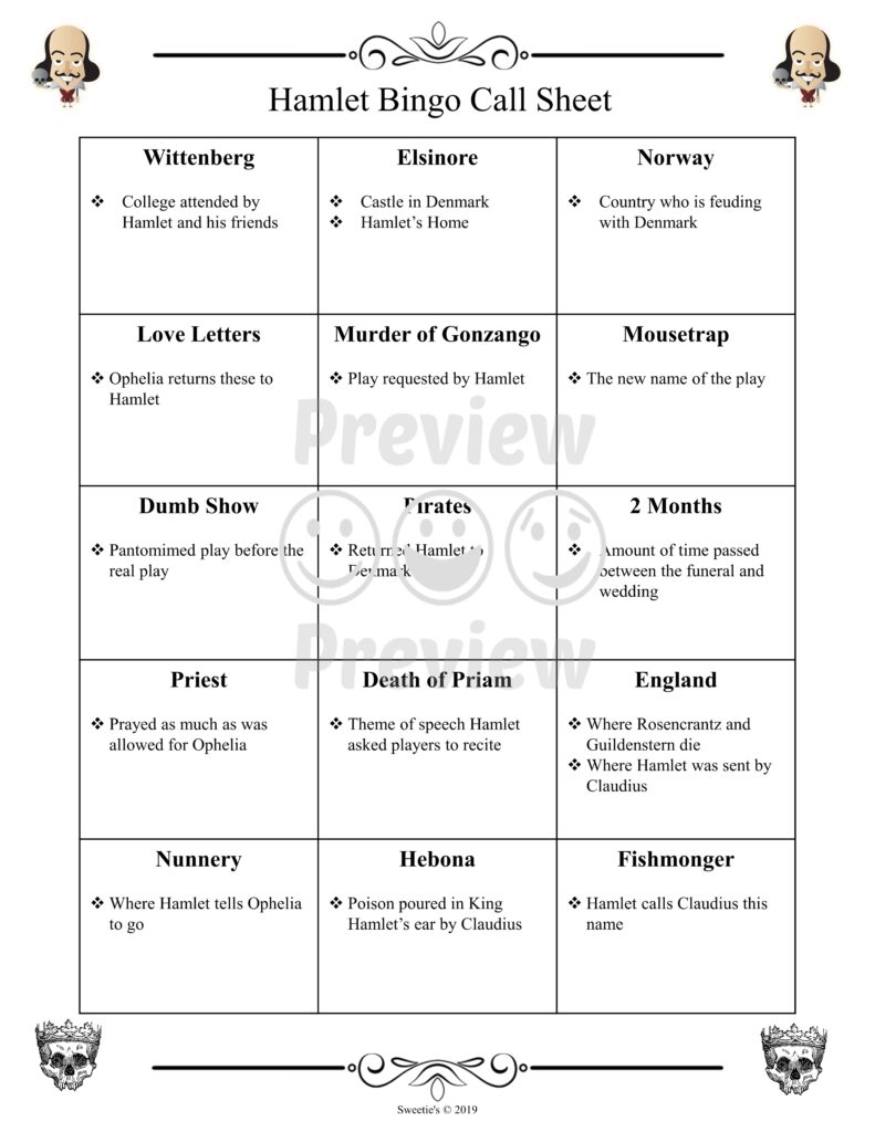 Hamlet Bingo - Made By Teachers