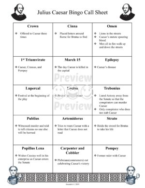 Julius Caesar Bingo Game - Made By Teachers