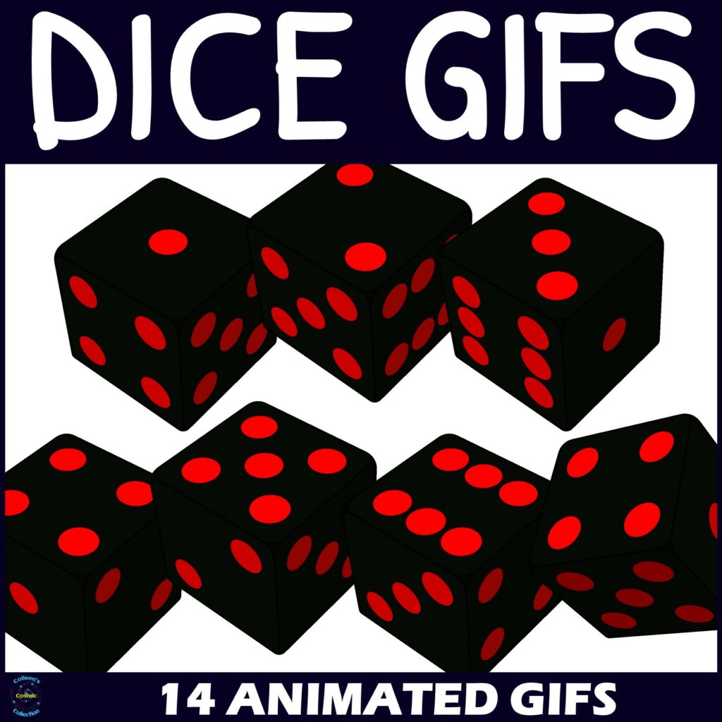 Animated GIF Dice Clipart – Black with Red Dots | Made By Teachers