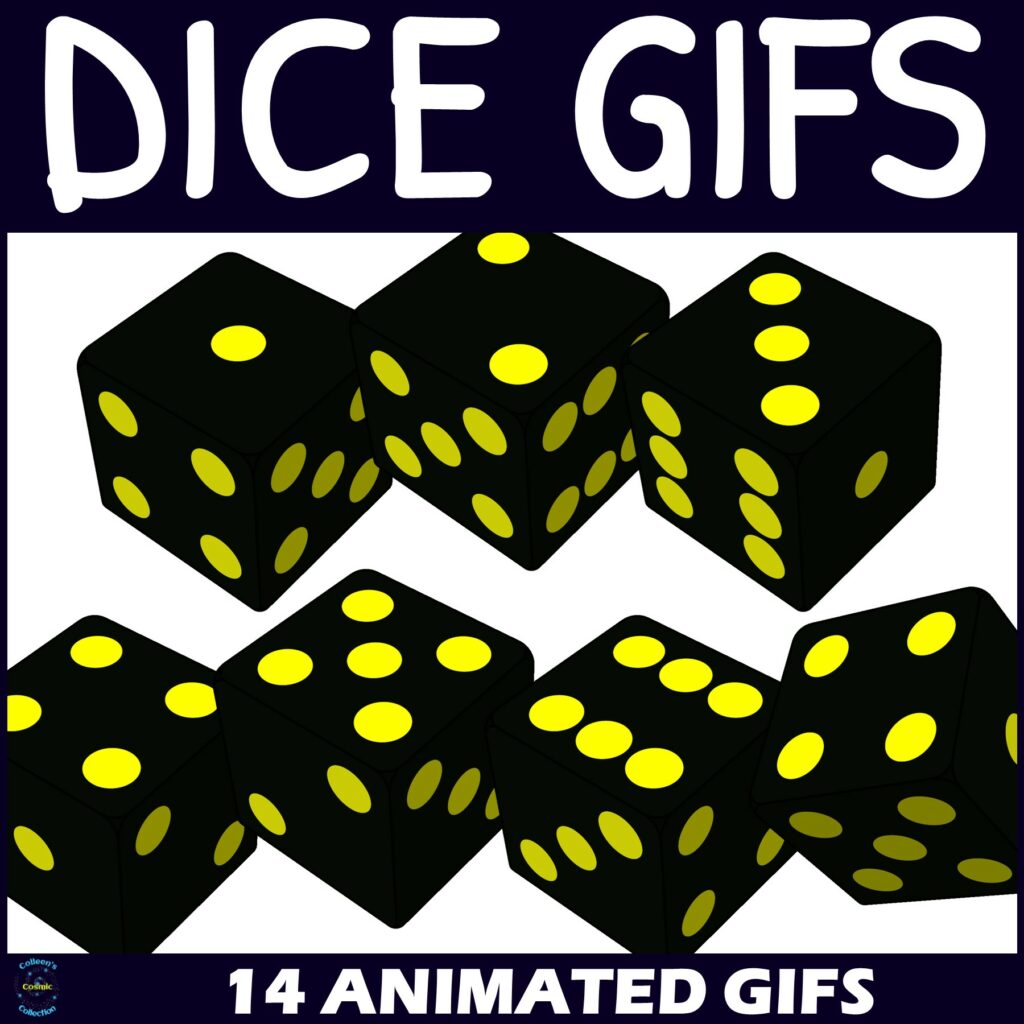 Animated GIF Dice Clipart – Black with Yellow Dots | Made By Teachers