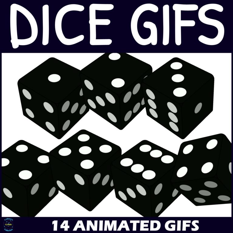 Animated GIF Dice Clipart – Black with White Dots | Made By Teachers