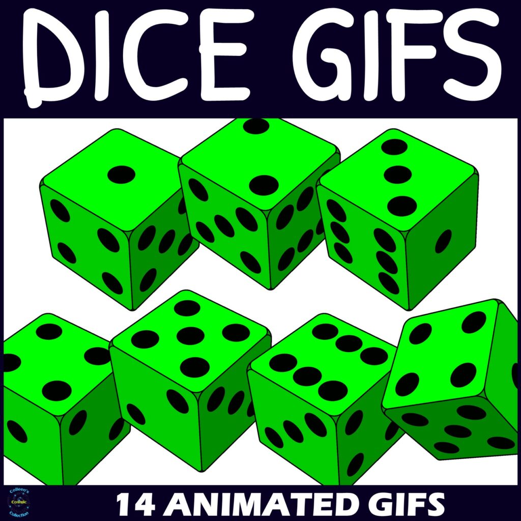 Animated GIF Dice Clipart – Green with Black Dots | Made By Teachers