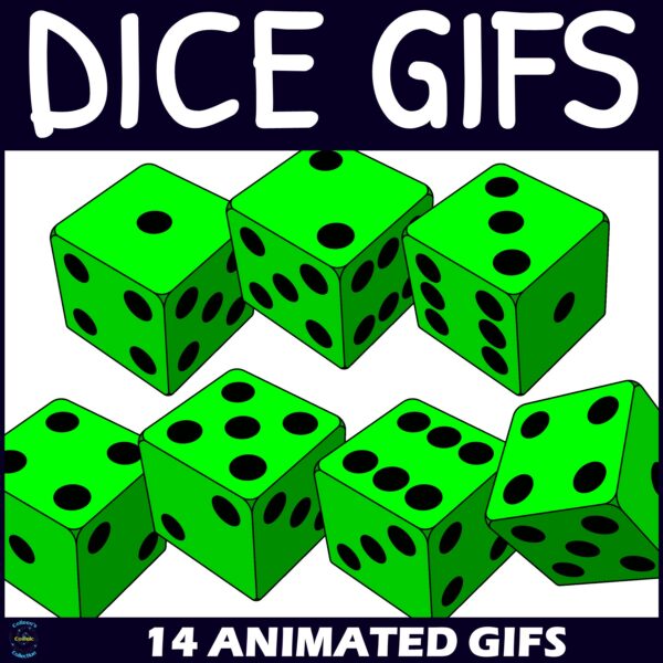 Animated GIF Dice Clipart – Green with Black Dots | Made By Teachers