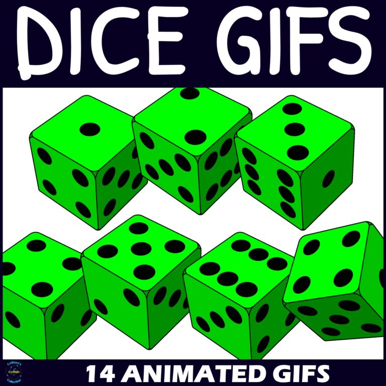 Animated GIF Dice Clipart – Green with Black Dots | Made By Teachers