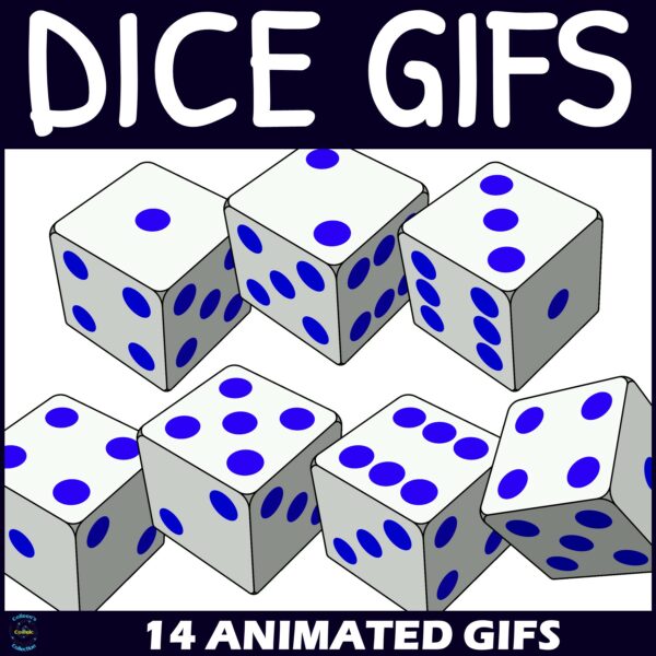 Animated GIF Dice Clipart – White with Blue Dots | Made By Teachers