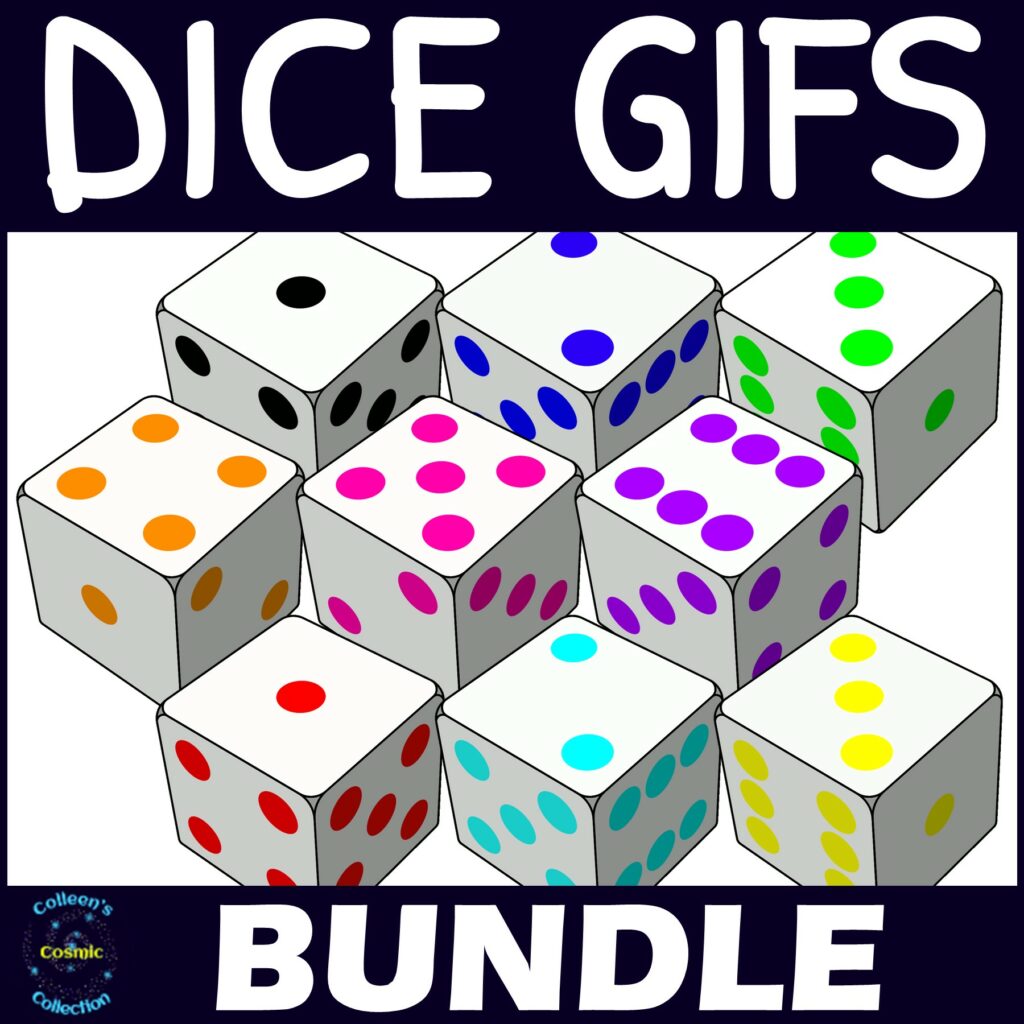 Dice GIF BUNDLE - White with Color Dots | Made By Teachers