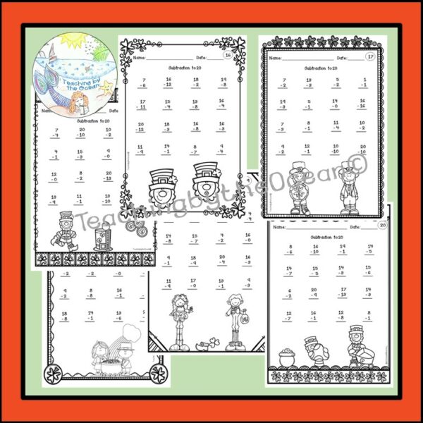 St. Patrick's Day Subtraction to 20 Worksheets | Made By Teachers