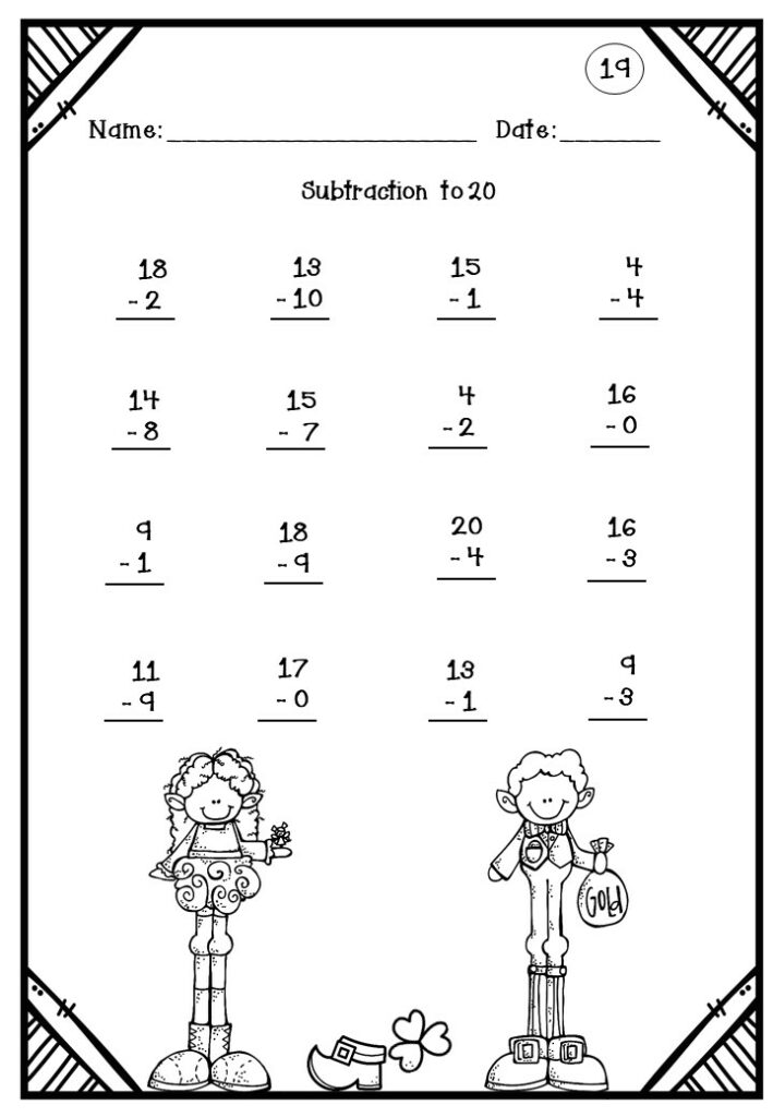 St. Patrick's Day Subtraction to 20 Worksheets | Made By Teachers
