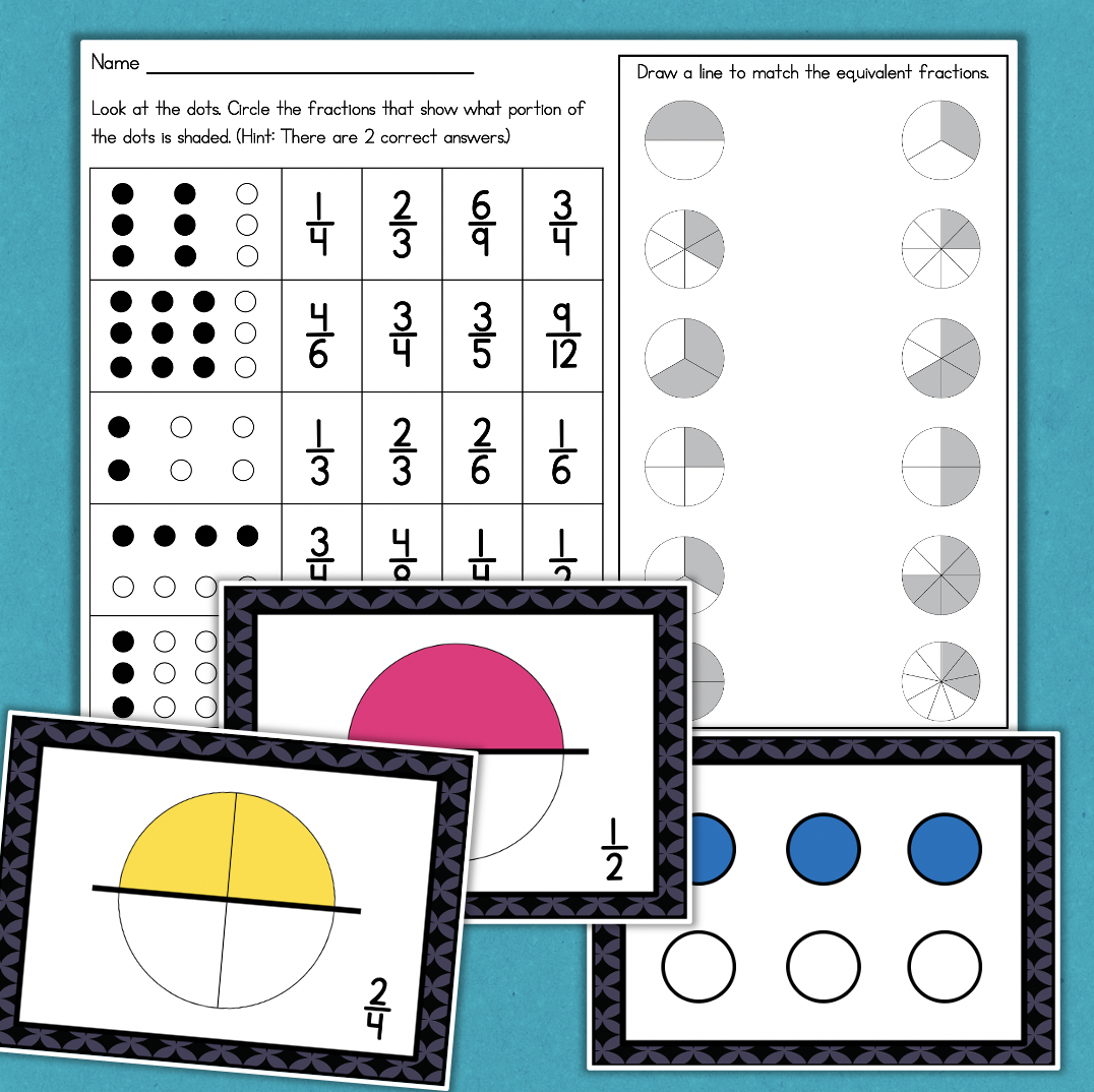 Grade 3 Equivalent Fractions Math Center Task Card - Made By Teachers
