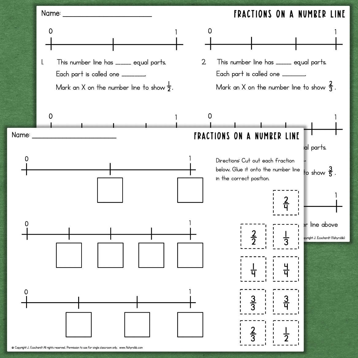 Fractions On A Number Line Worksheets Task Cards | Made By Teachers