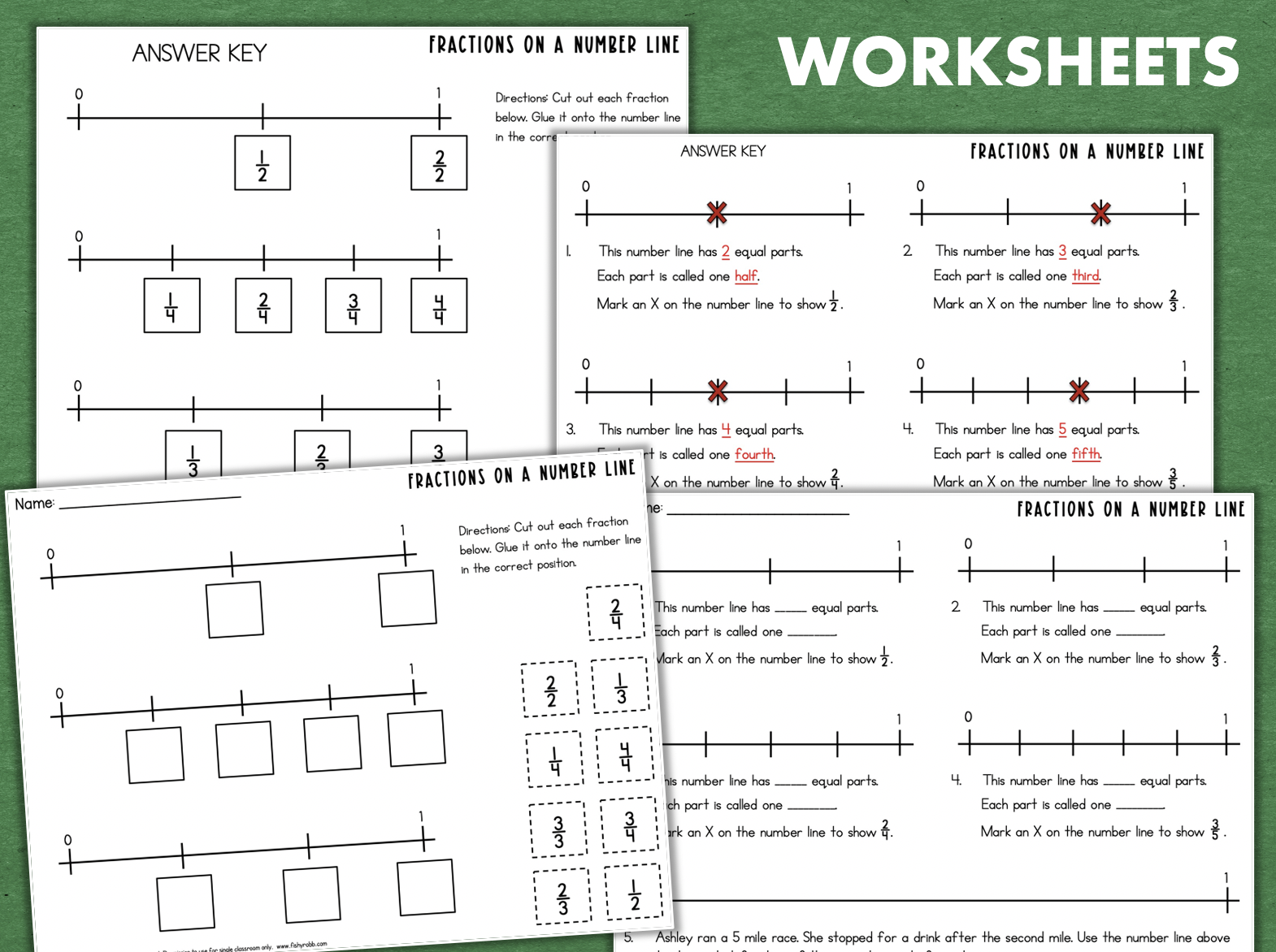 Fractions On A Number Line Worksheets Task Cards - Made By Teachers
