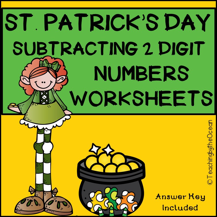 Subtracting 2 Digit Numbers Worksheets St.Patricks | Made By Teachers