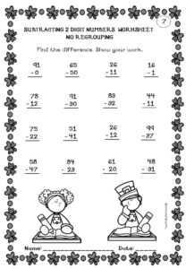 Subtracting 2 Digit Numbers Worksheets St.Patricks - Made By Teachers