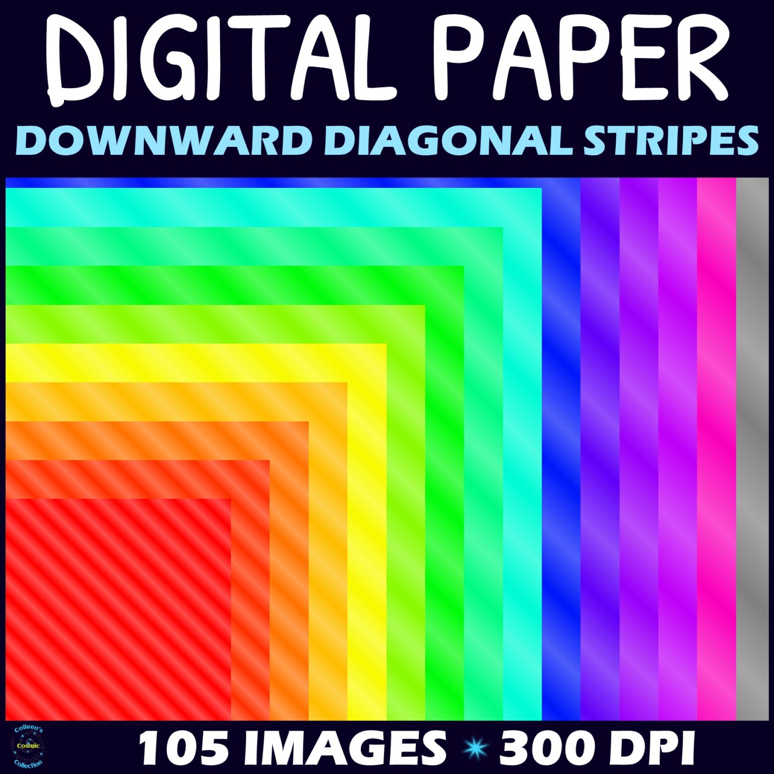 Blended Downward Diagonal Stripes Digital Paper - Made By Teachers