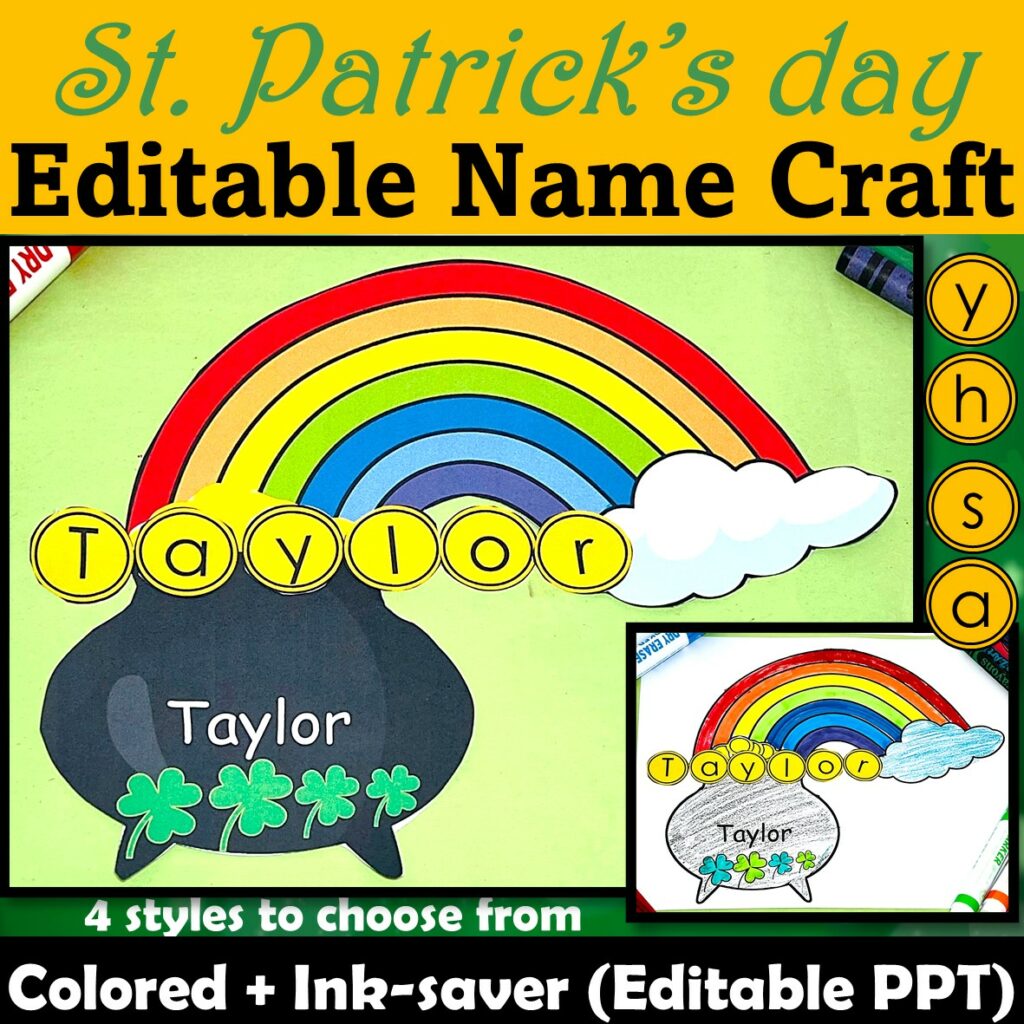 St Patricks Day Editable Name Craft Pot of Gold - Made By Teachers