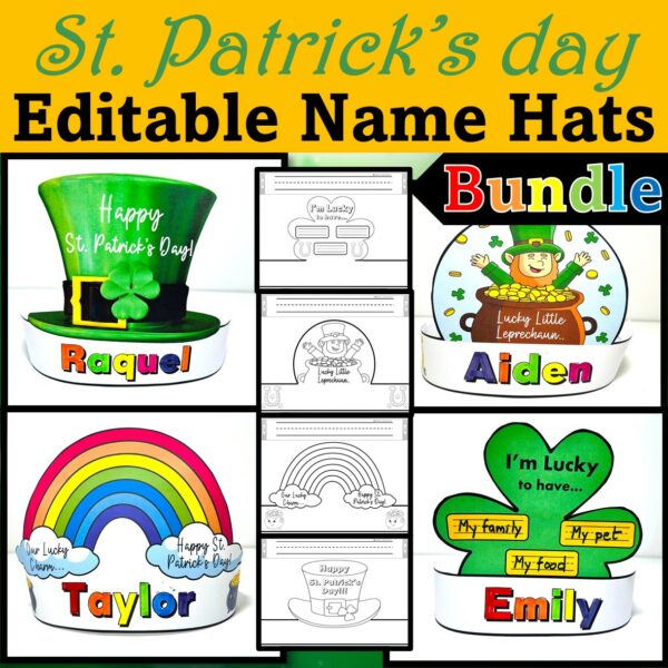 St Patricks Day Hats/Crowns, Editable Name Craft | Made By Teachers