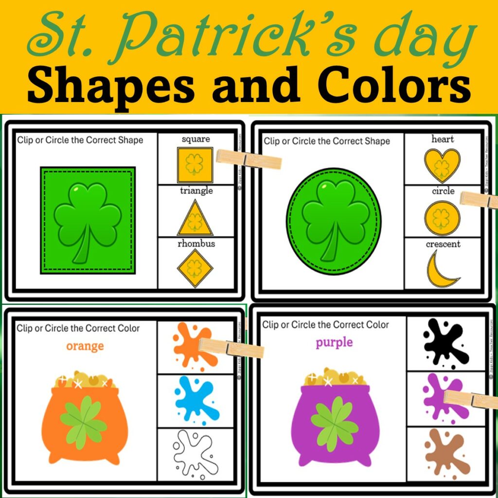 St Patricks Day Shapes & Colors Task Cards - Made By Teachers