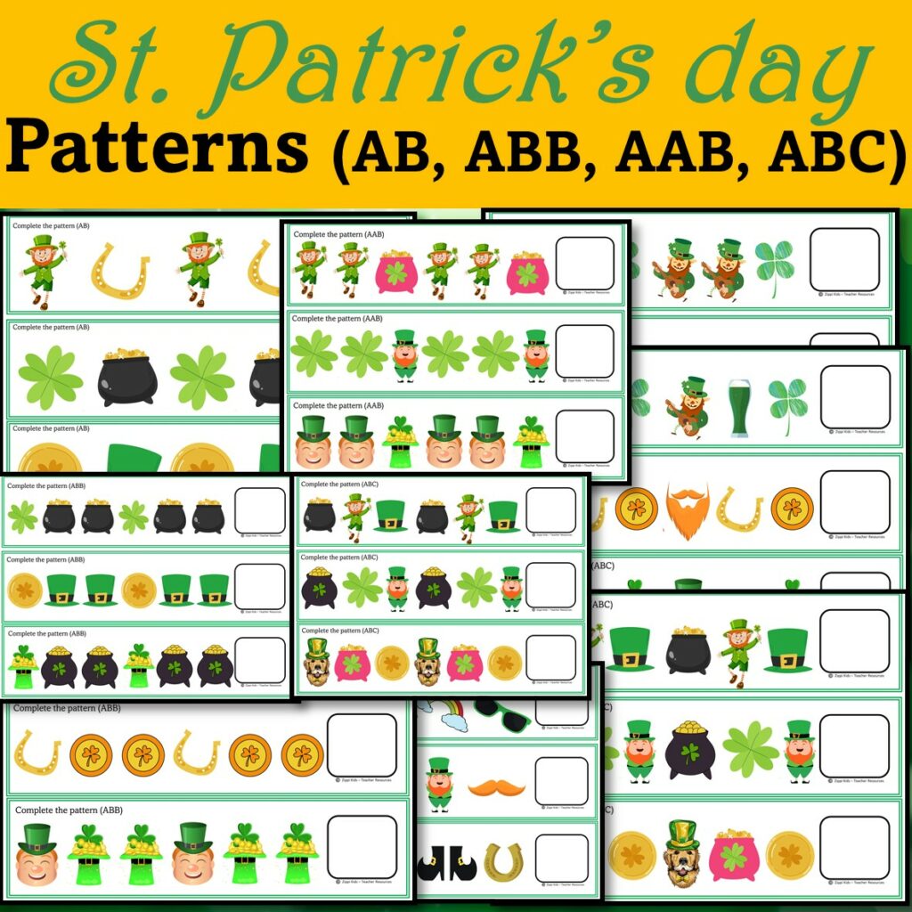 St Patricks Patterns Emotions/Feelings Task Card - Made By Teachers