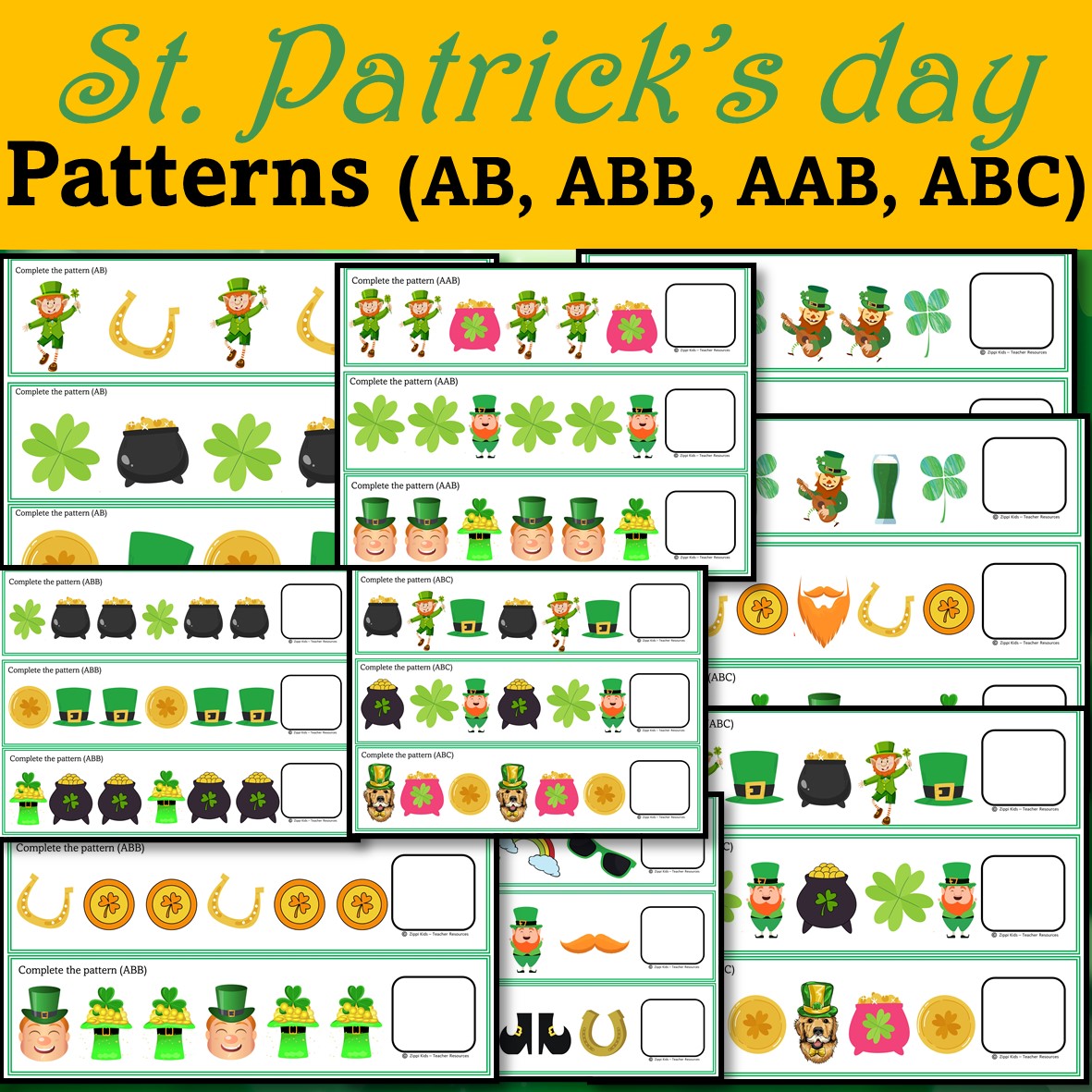 St Patricks Patterns Emotions/Feelings Task Card - Made By Teachers