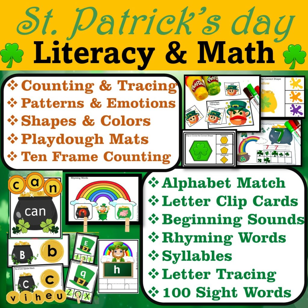 St Patricks Day Literacy & Math Centers Task Cards | Made By Teachers