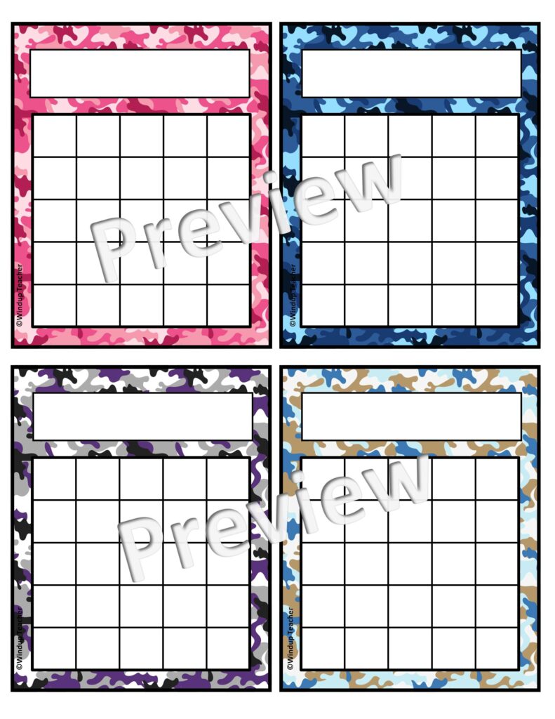 Camouflage Classic Sticker Charts | Made By Teachers