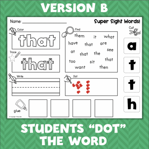 Kindergarten Sight Word Practice High Frequency - Made By Teachers