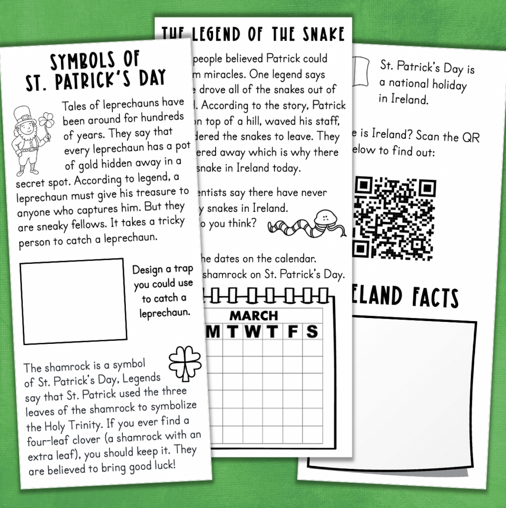 ST. PATRICK'S DAY Activity Informational Brochure - Made By Teachers