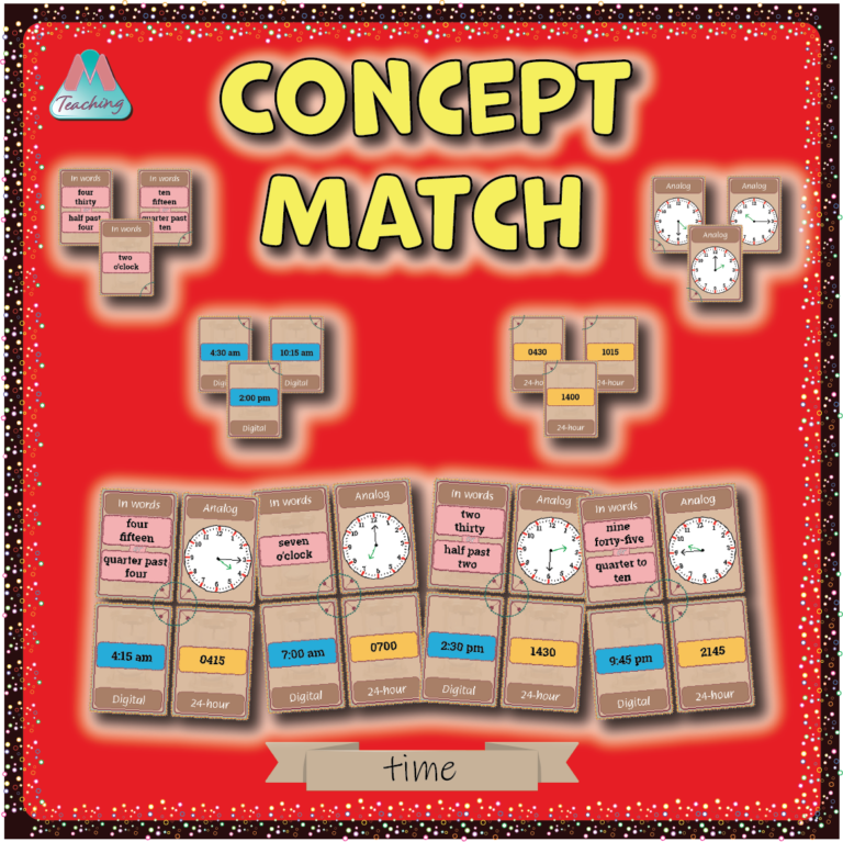 Math Center - Concept Match Time - Made By Teachers
