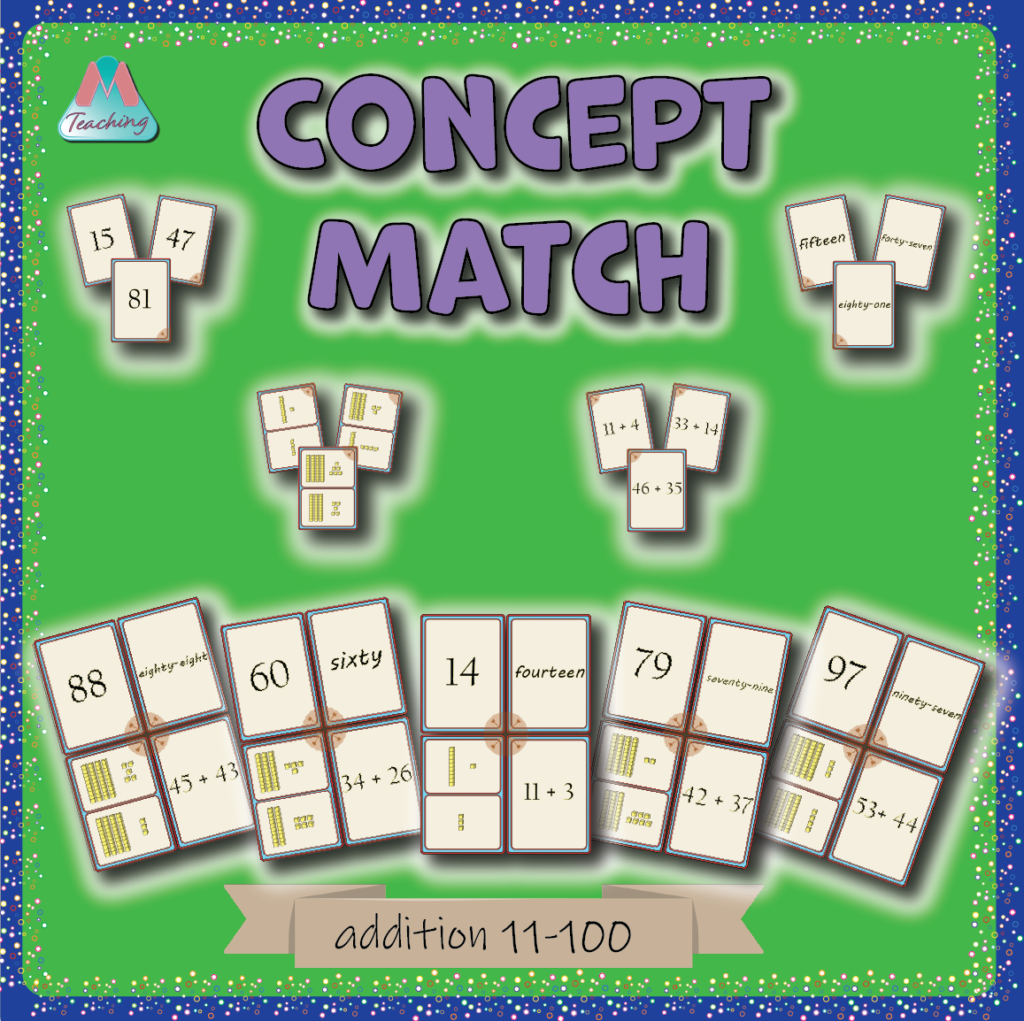 Math Center - Concept Match Addition 11-100 - Made By Teachers