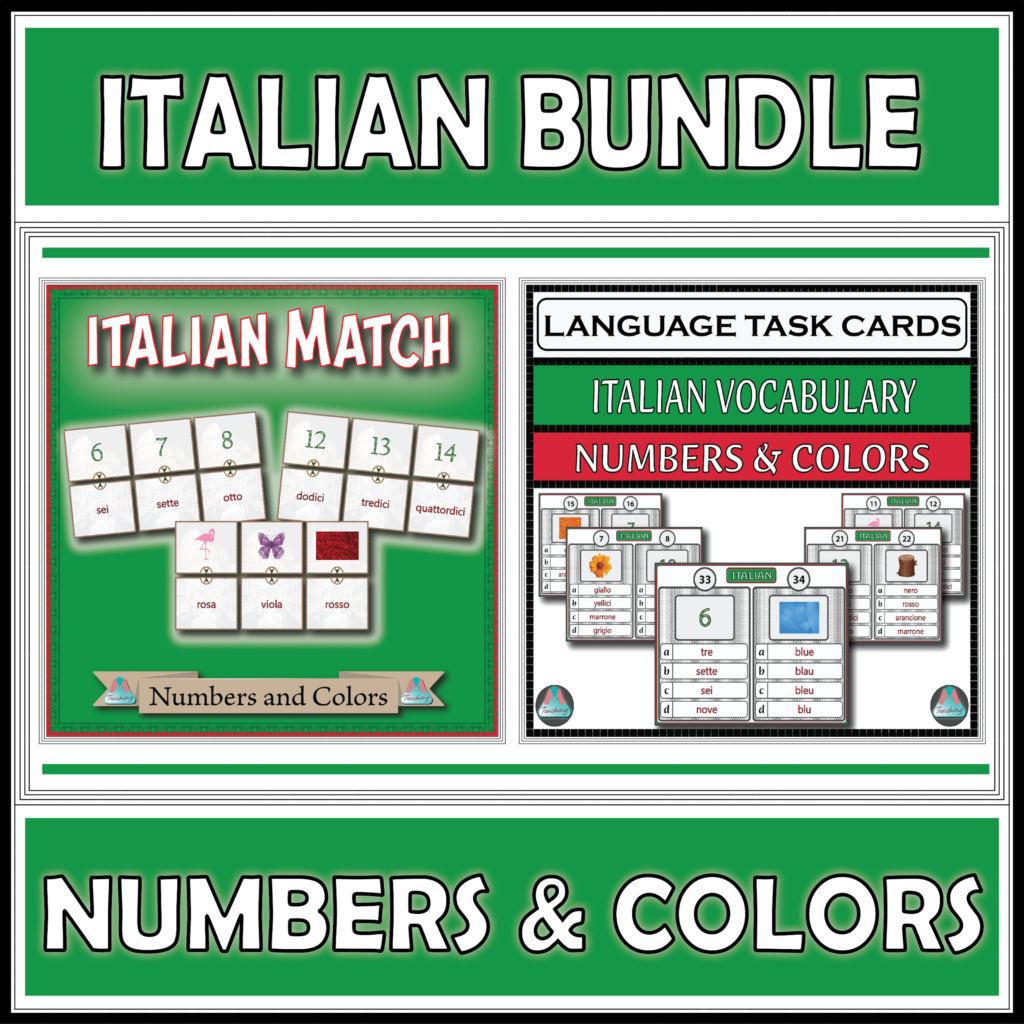 Italian Match & Task Cards - Numbers & Colors | Made By Teachers