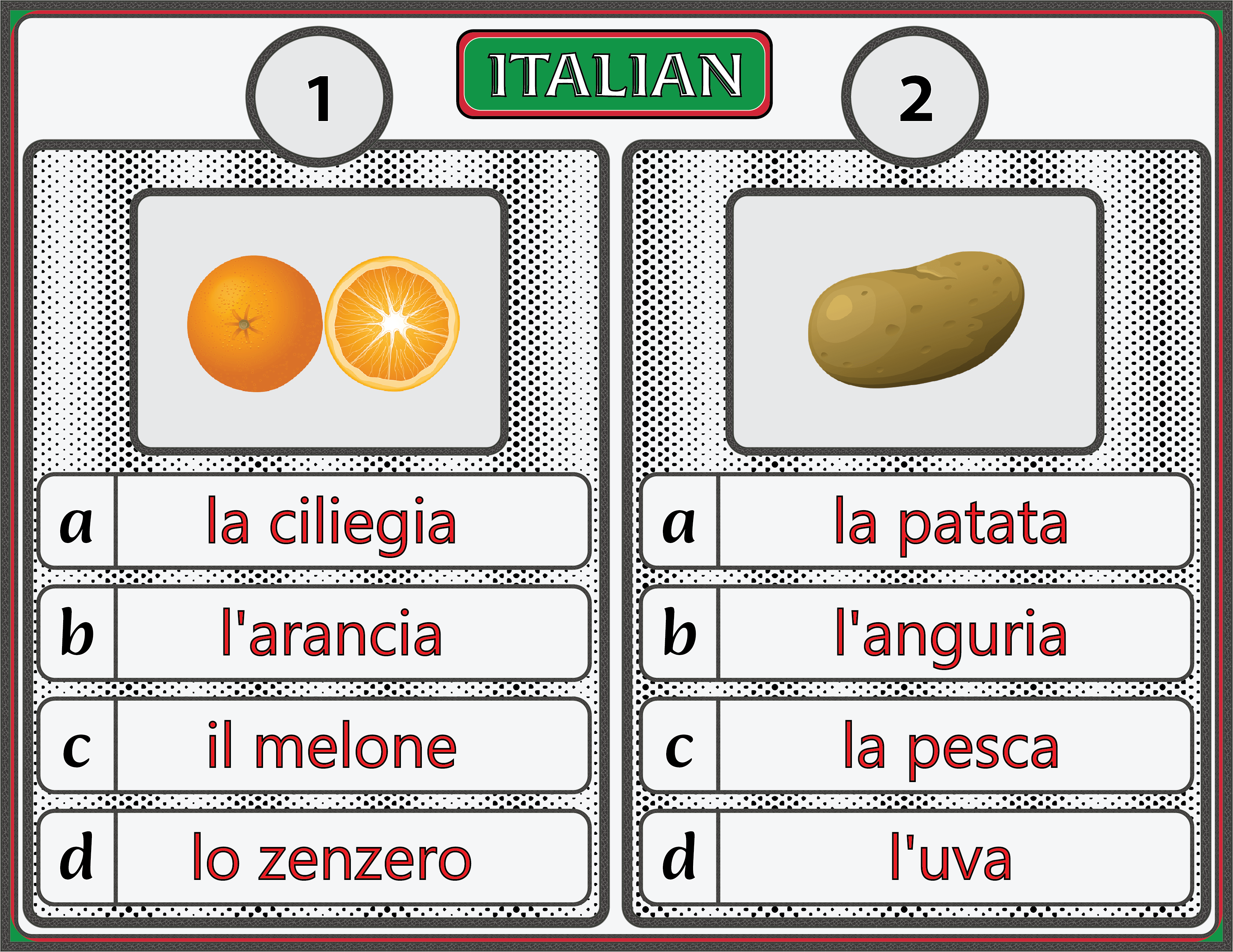 Italian Task Cards - Fruits and Vegetables - Made By Teachers